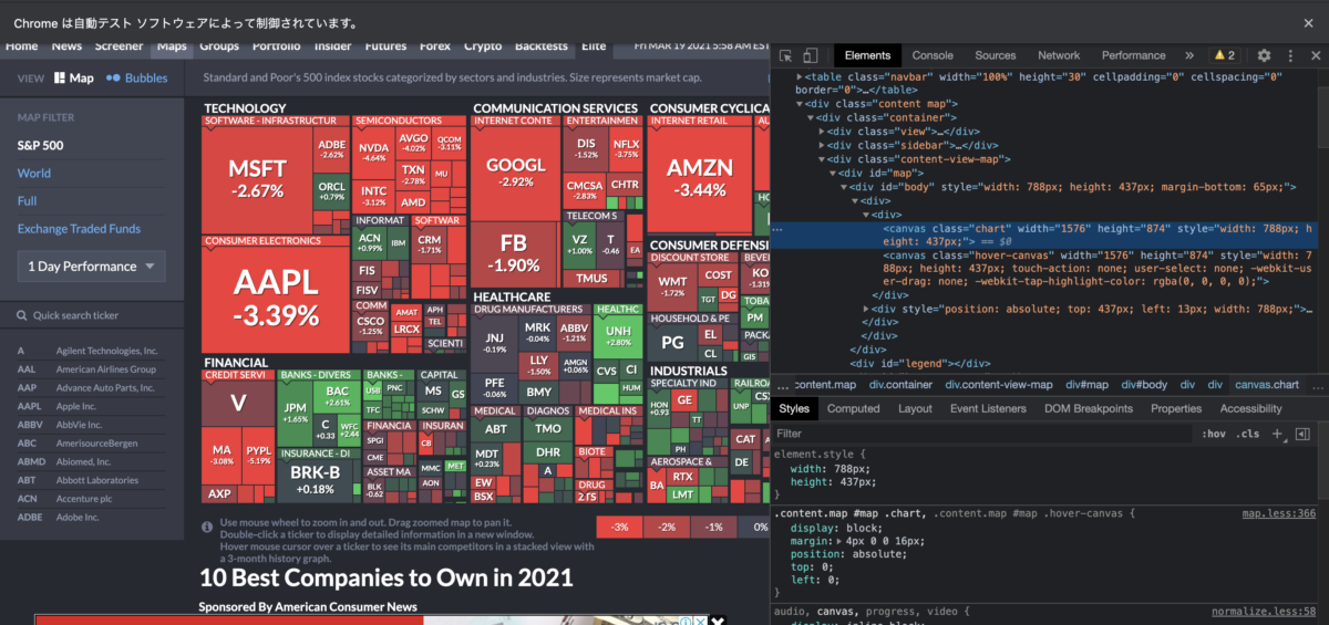 【Pythonコード解説】Seleniumでfinvizのヒートマップのスクショを保存する