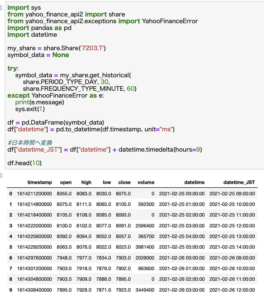 【Pythonコード解説】yahoo_finance_api2で日本株の株価データを取得する